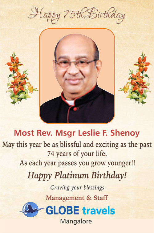 75th Birthday Wishes Msgr Leslie F Shenoy Daijiworld