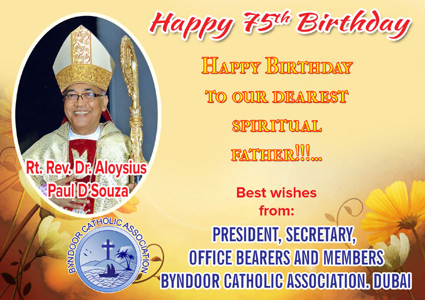Birthday wishes to Bishop Aloysius - Byndoor Catholic Association ...